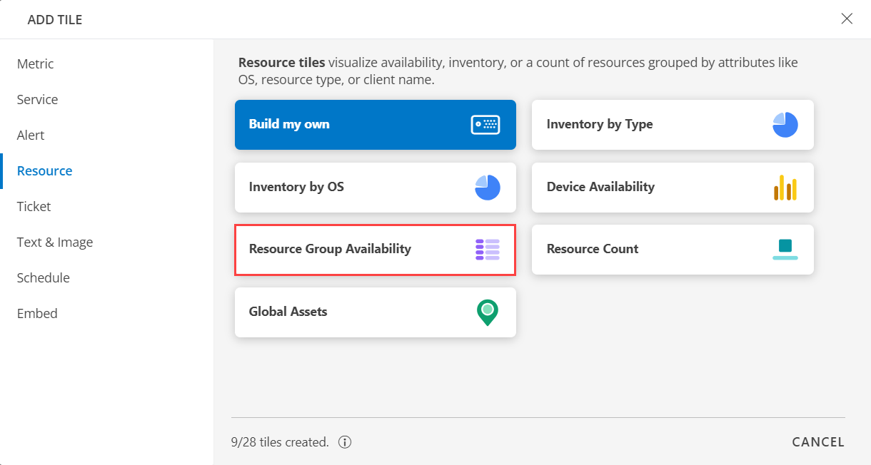 Resource Tile | OpsRamp Documentation